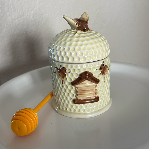 Vintage | Dining | Vintage 93s Majolica Style Honey Pot Bee Finial ...